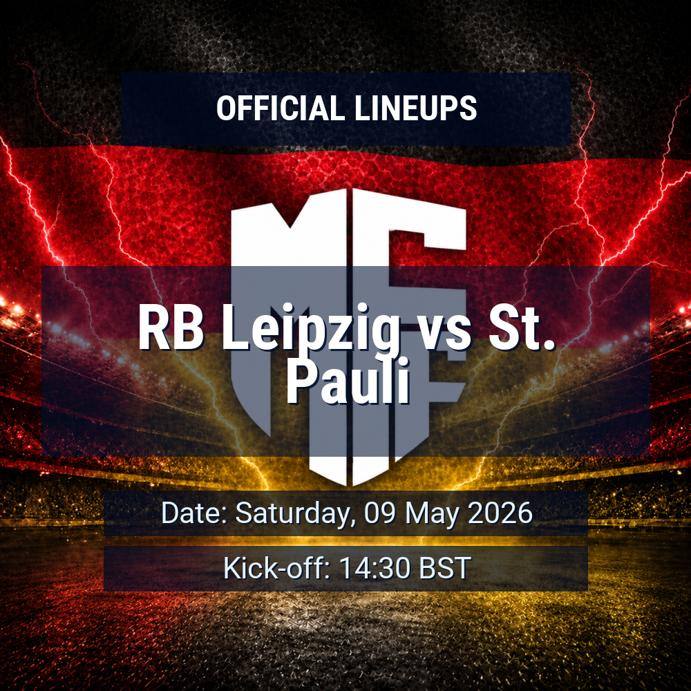 Lineups: RB Leipzig vs St. Pauli - Sat 9 May 2026 14:30 BST - My ...